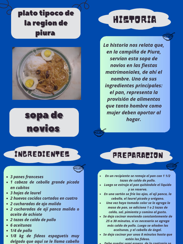 Sopa de Novios: Receta y Origen Piurano | PDF