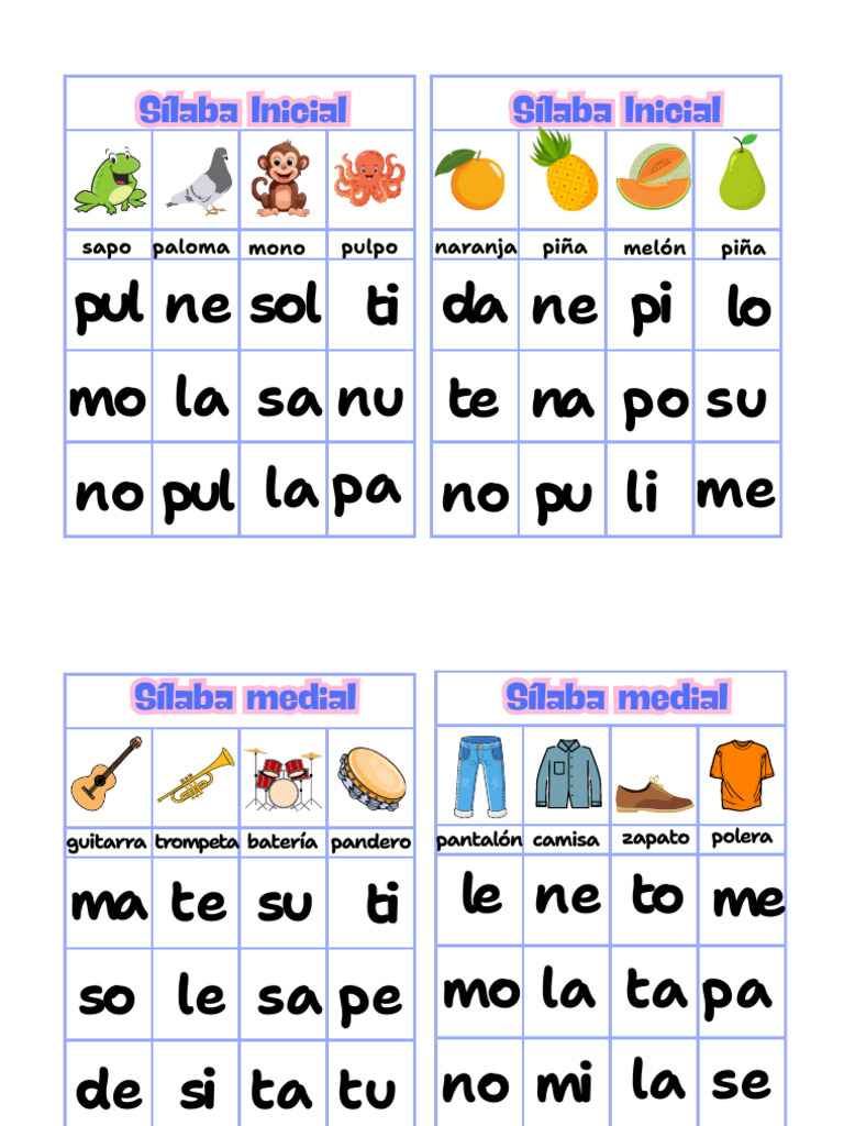 Sílaba Inicial. Conciencia Fonológica | PDF
