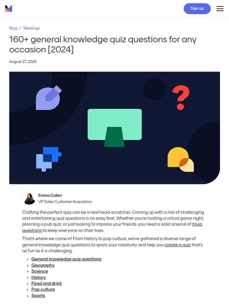 160 Fun General Knowledge Quiz Questions | PDF | Planets | Heliocentrism