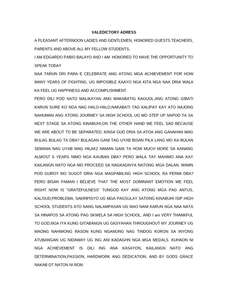 Edited Valedictory Speech | PDF
