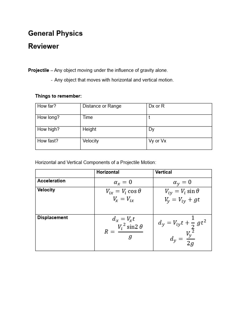 Understanding Viy in Projectile Motion | PDF | Projectiles | Motion ...