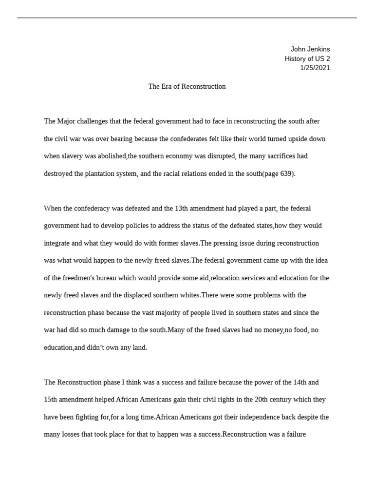The Era of Reconstruction Both Questions 3 | PDF | Reconstruction Era ...