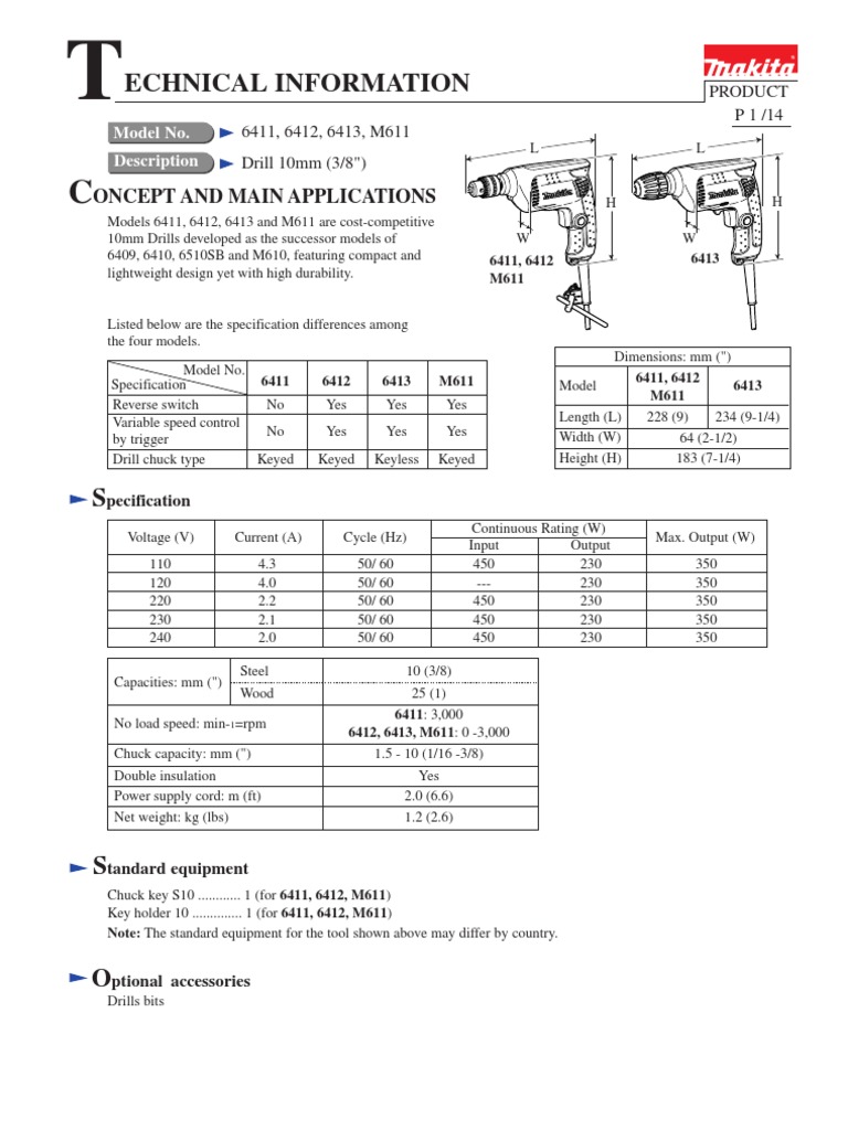 Echnical Information: Oncept and Main Applications | PDF | Drill | Machines
