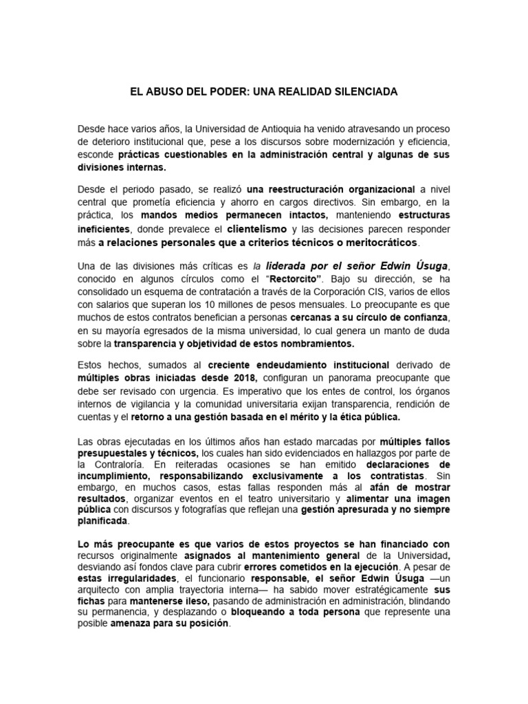 El Abuso Del Poder Udea | PDF