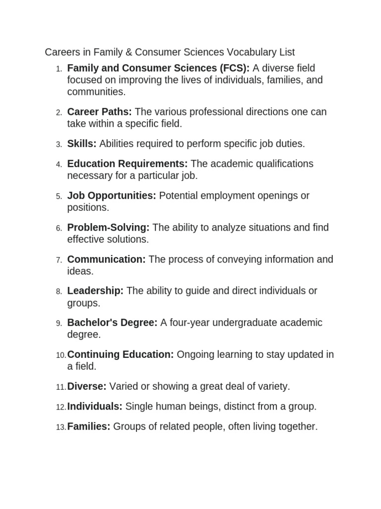 Careers in Family & Consumer Sciences | PDF