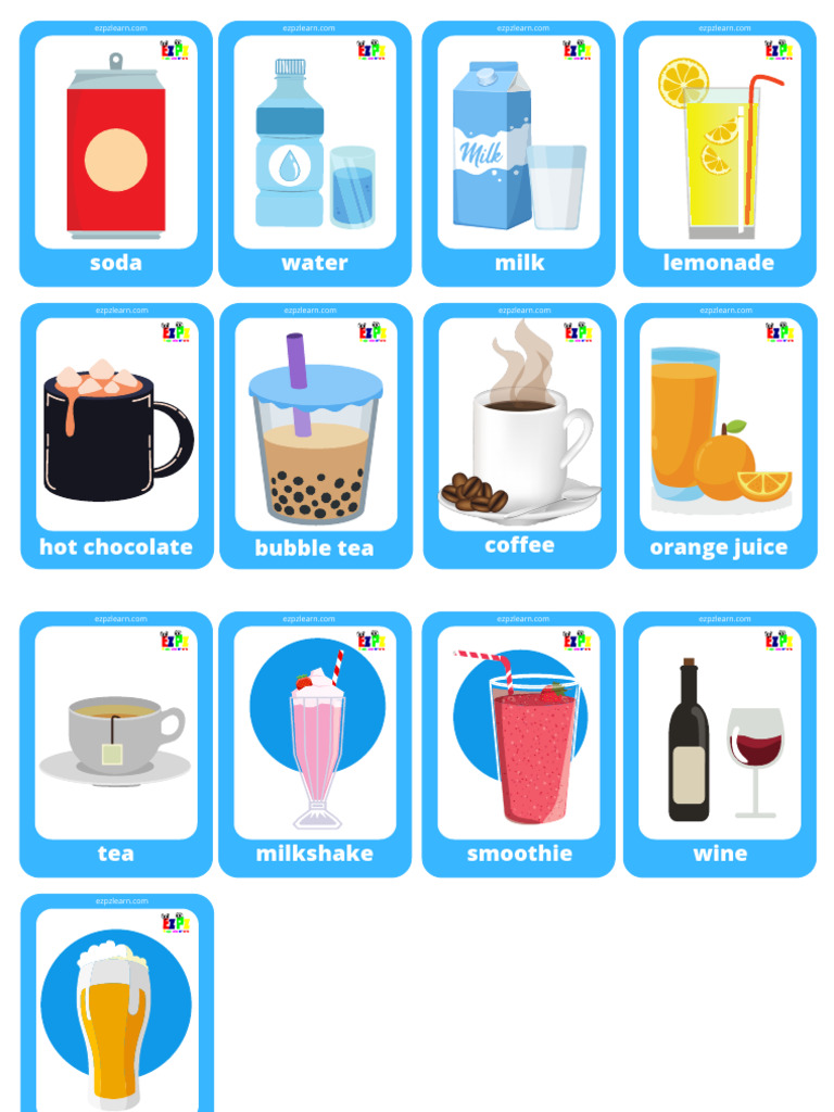 Drinks Mini Flashcards | PDF