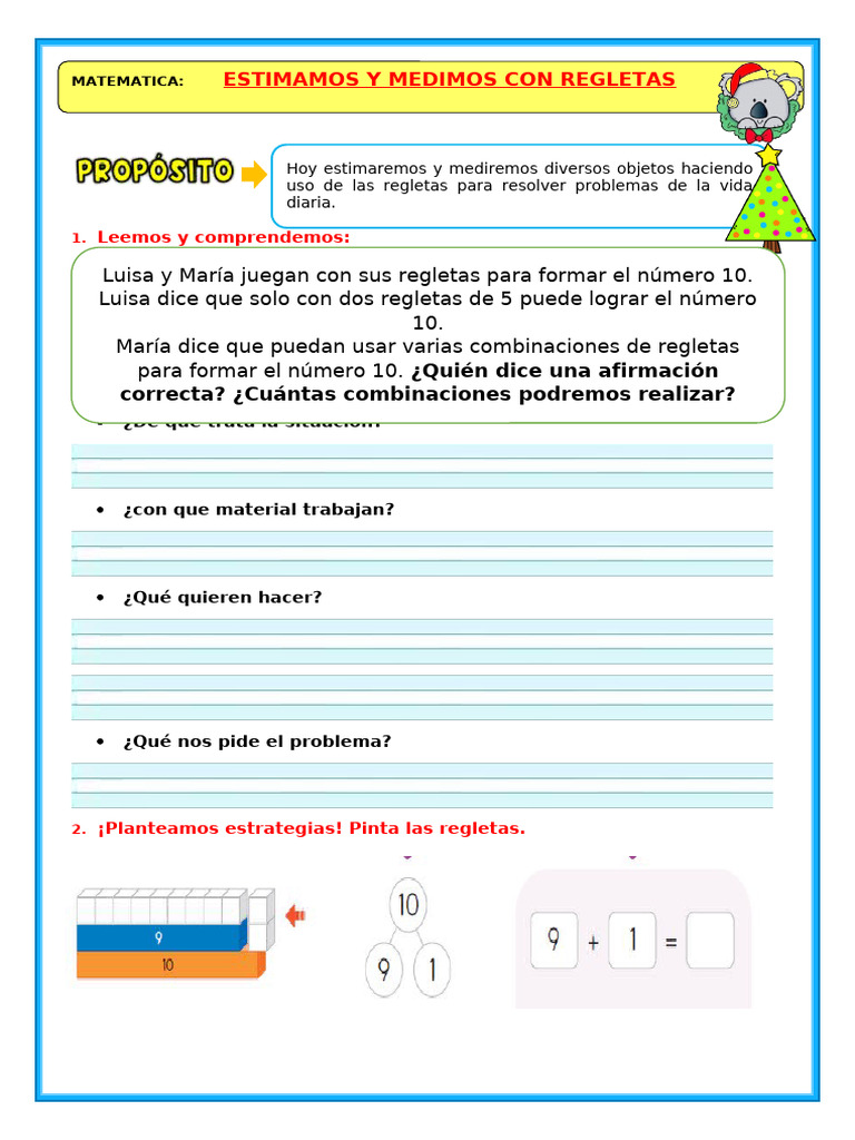 Ficha Mat Estimamos y Medimos Con Regletas | PDF