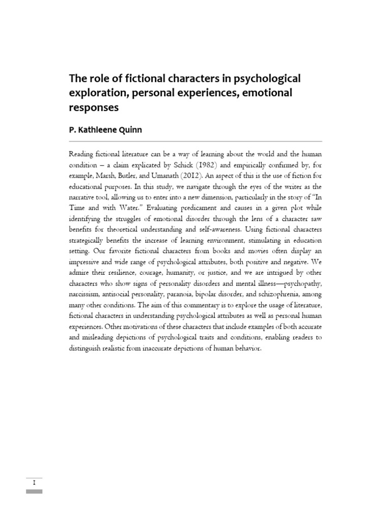 Fictional Characters in Psychology Education | PDF | Psychology ...