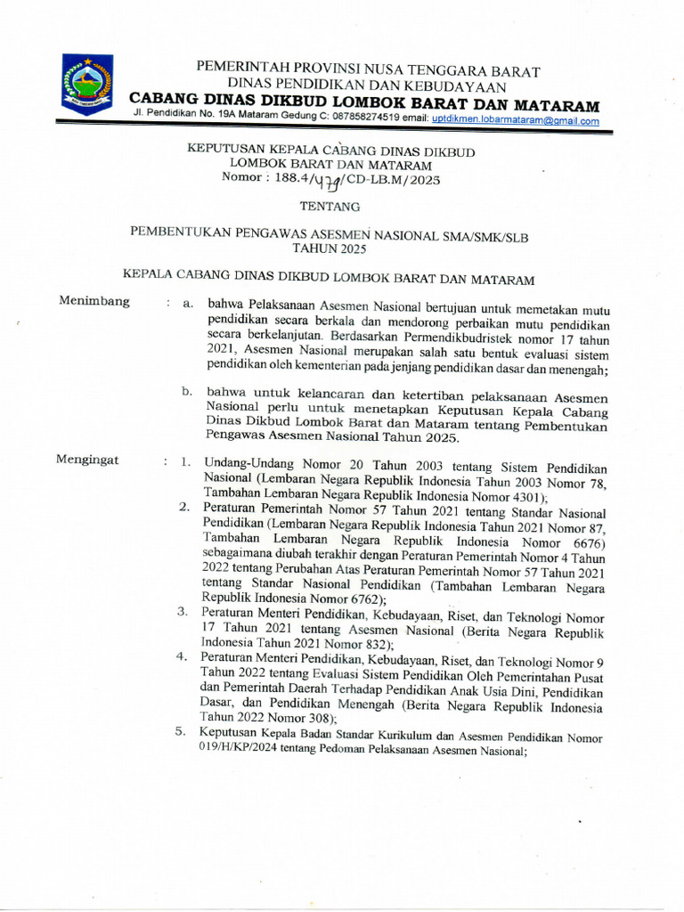 Perbaikan SK Pengawas An 2025 | PDF