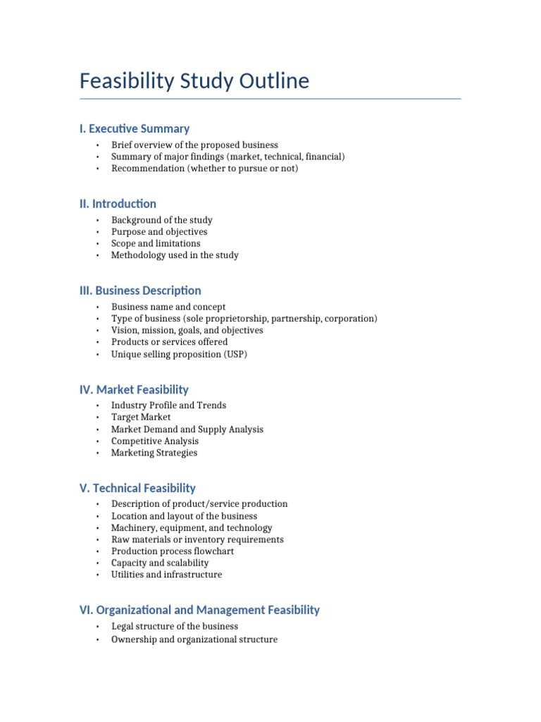 Feasibility Study Outline Guide | PDF