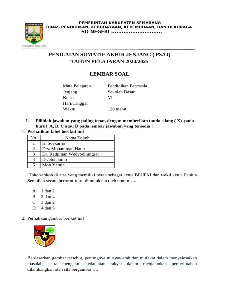 Tray Out - Soal PKN PSAJ 2025 | PDF
