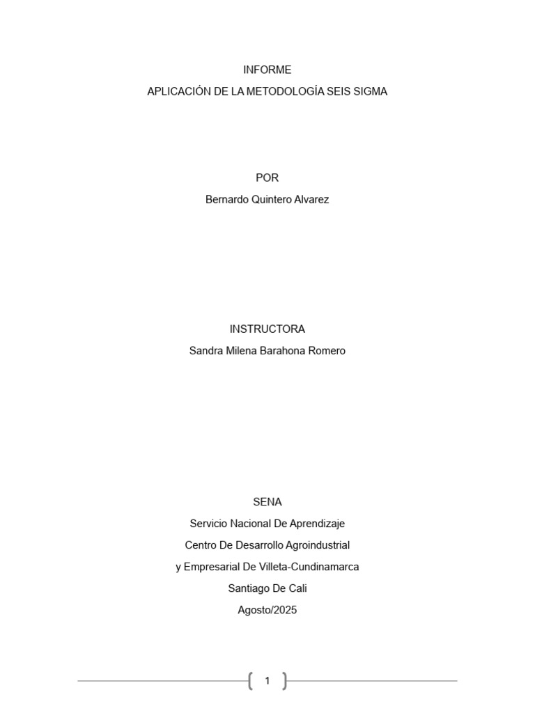 AA1 EV02 Informe de Aplicación de La Metodología Seis Sigma | PDF ...