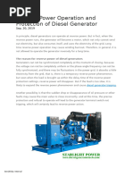 What Are The Reasons For Reverse Power To Occur in Generators While ...