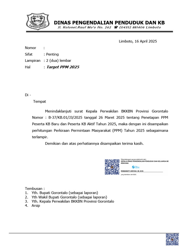 Target PPM Kabupaten Gorontalo 2025 | PDF