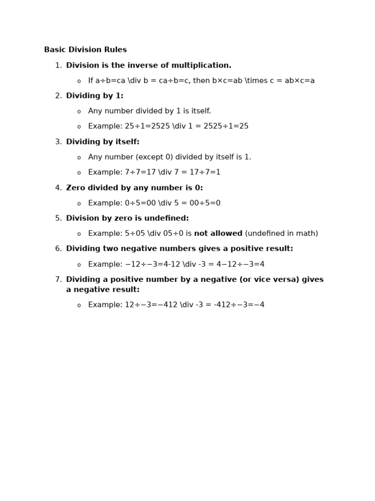 Basic Rules of Division Explained | PDF
