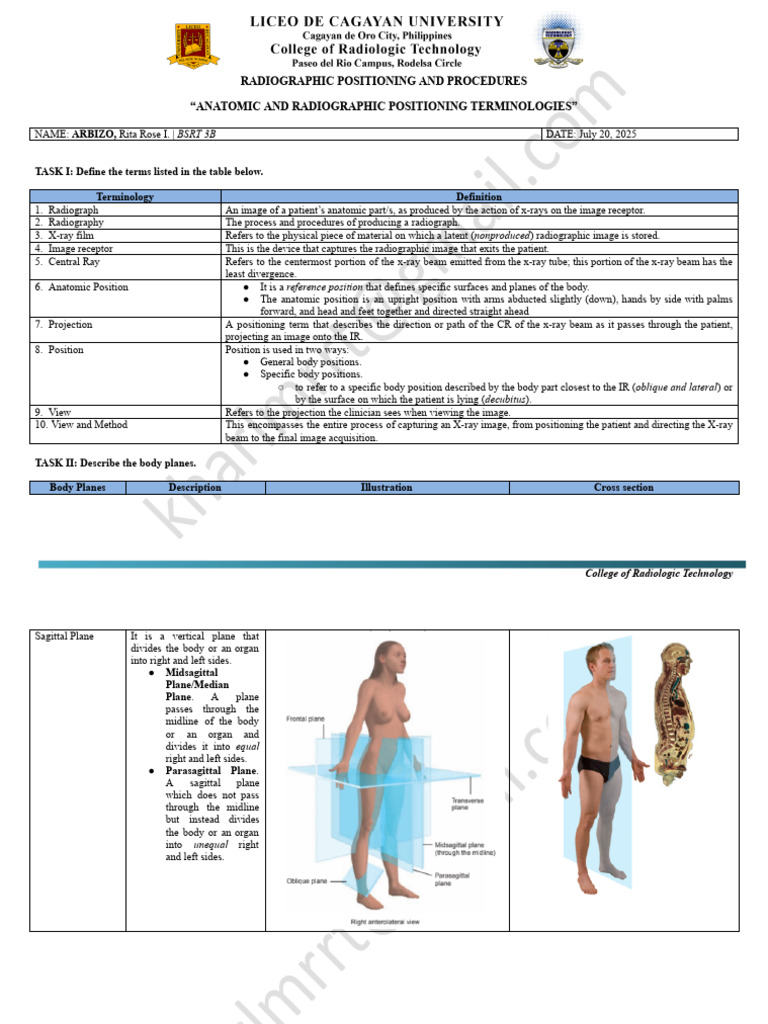 Radiographic Positioning - GC 1 Positioning Terminologies | PDF ...