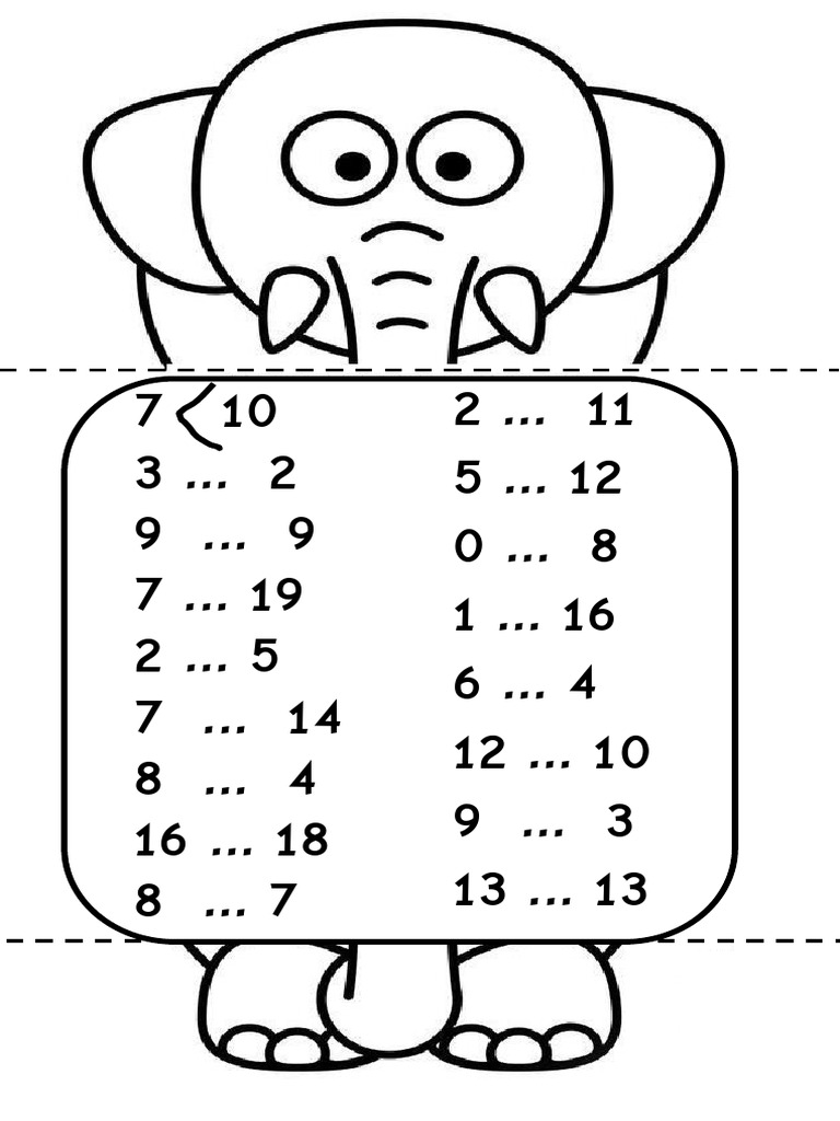 Elephant More Less Worksheet | PDF