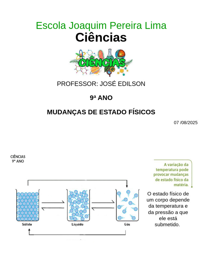 9º Ano - Ciências_semestre2_slide_aula 02 | PDF | Pressão | Congelamento