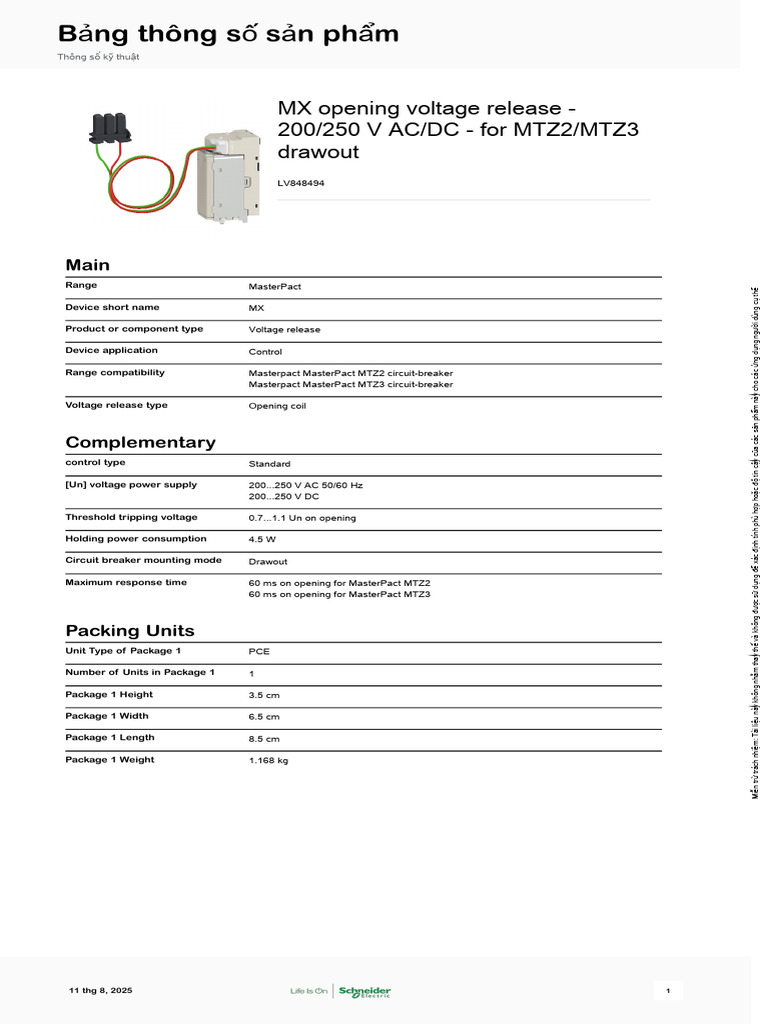 Schneider Electric - MasterPact-MTZ-X - LV848494 | PDF