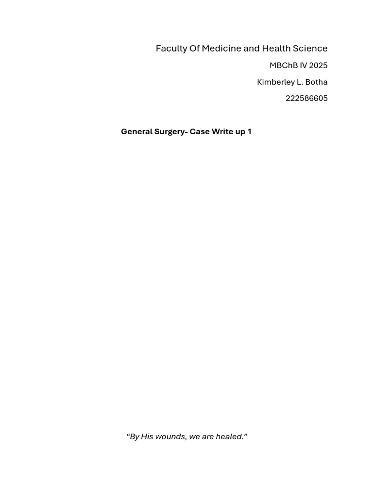Gen Surgery Case Write Up 1 | PDF | Medical Specialties | Clinical Medicine
