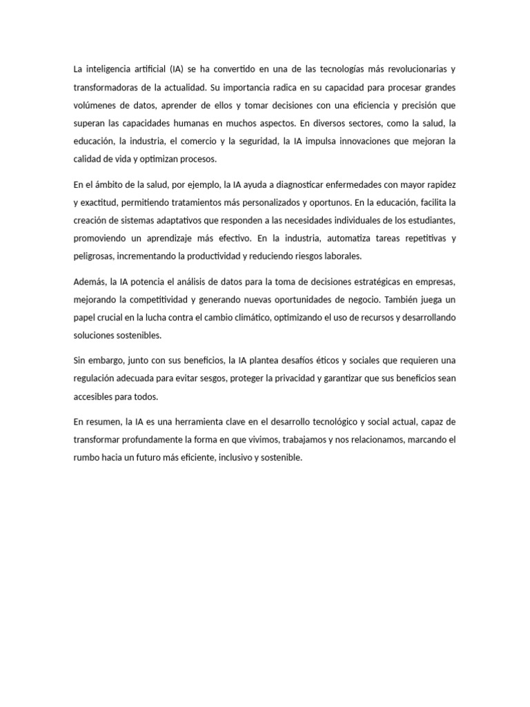 La Importancia de La IA en La Actualidad | PDF