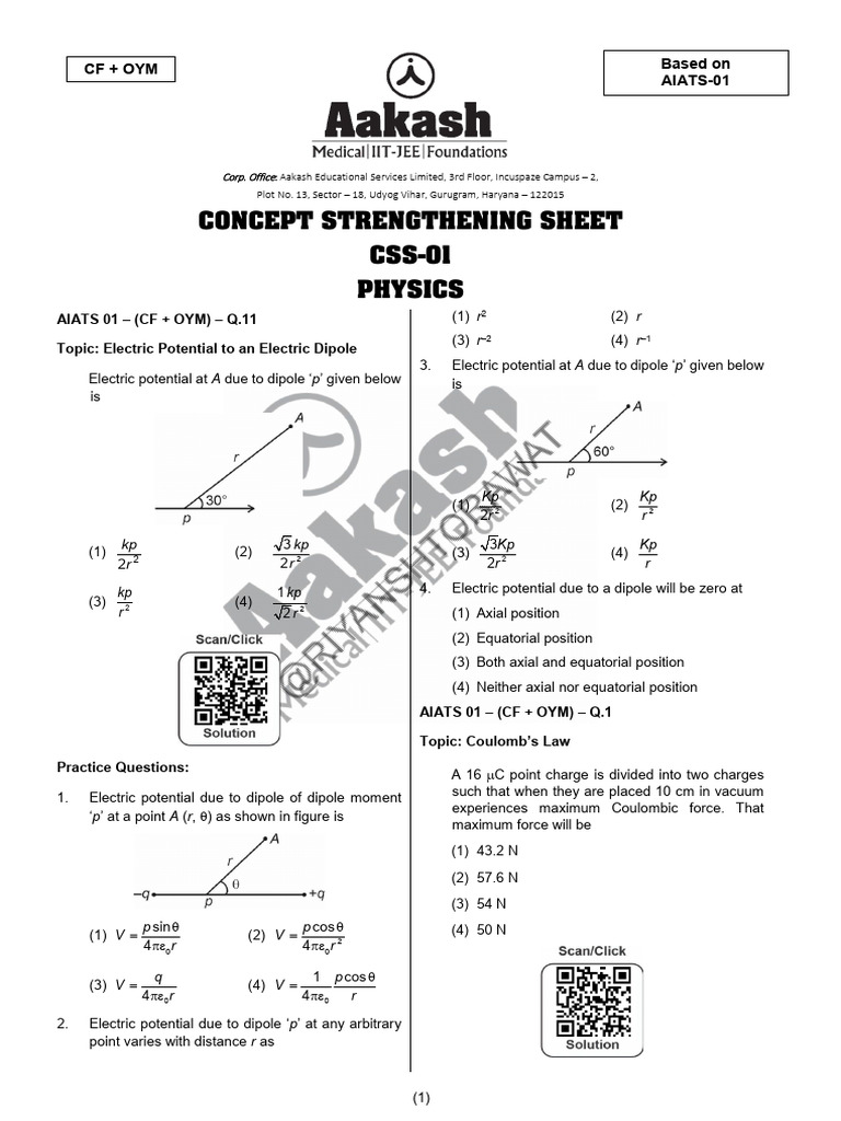 Css 01 Based On Aiats 01 Oym by @riyanshtorawat | PDF | Capacitance ...