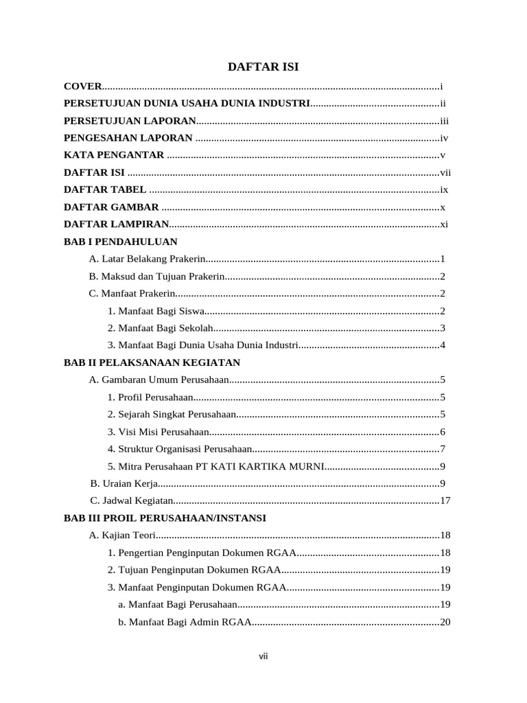 Daftar Isi, Gambar, Tabel, Lampiran | PDF