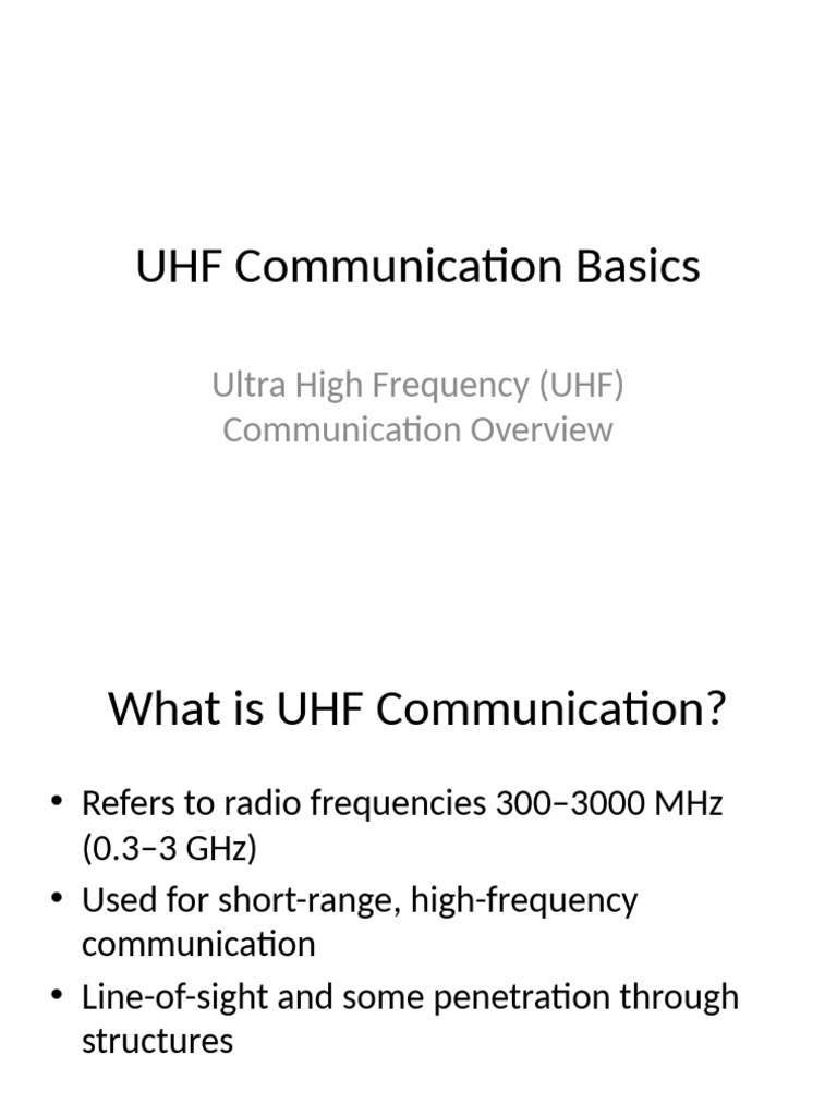 UHF Communication Overview and Applications | PDF