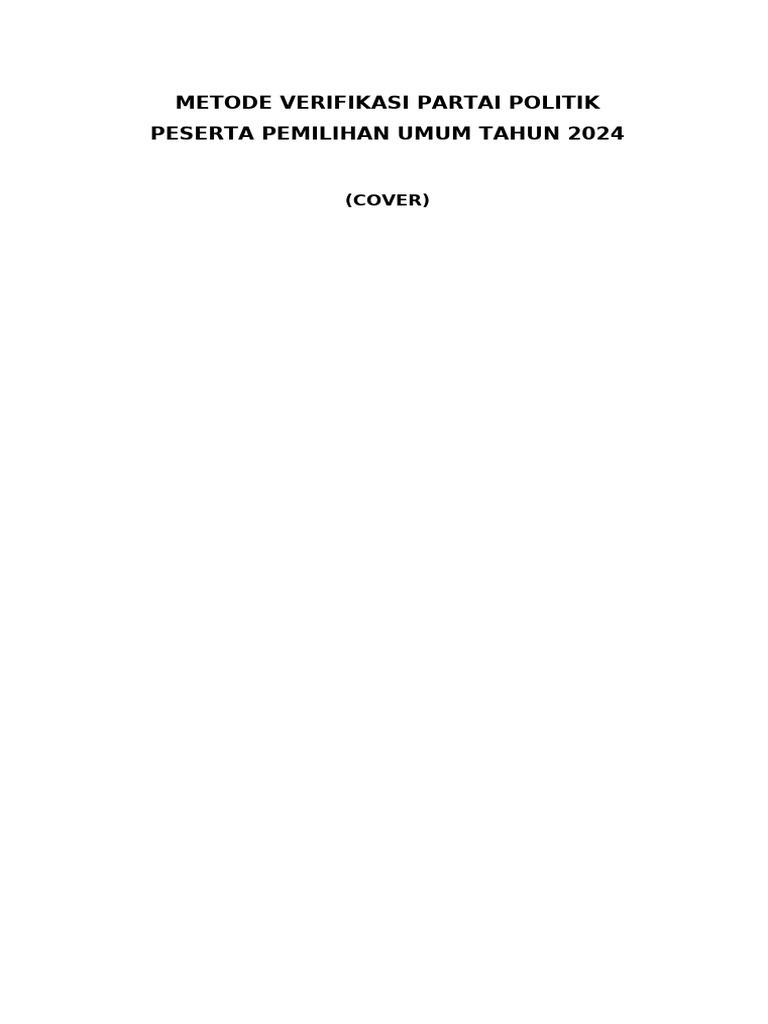 Metode Verifikasi Parpol Pemilu 2024 | PDF