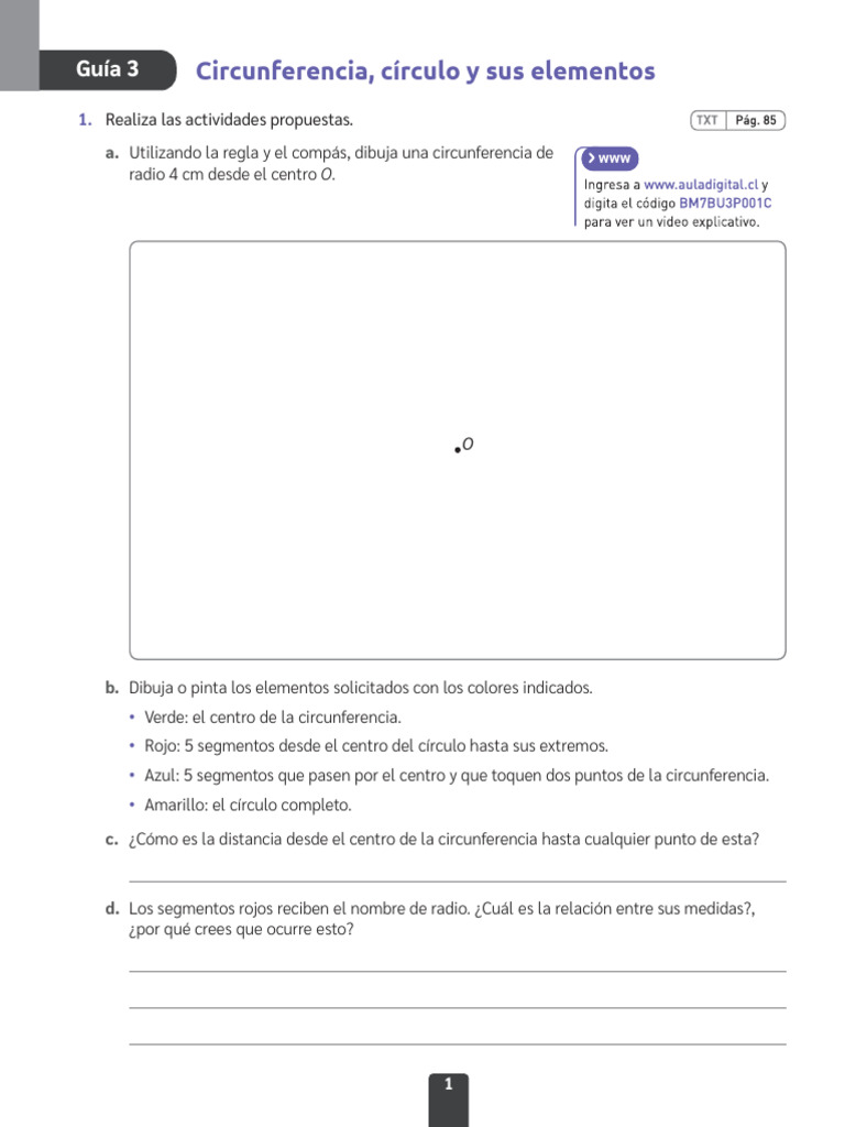 Elementos Del Circulo Actividad 1 | PDF