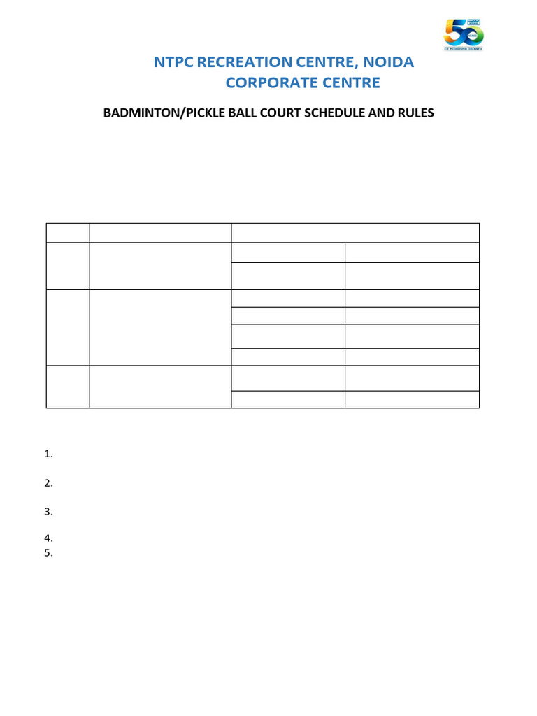 Badminton Court Schedule and Rules | PDF