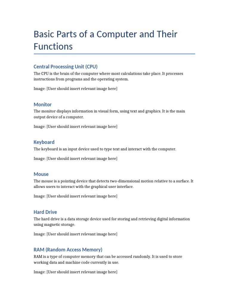 Computer Parts and Their Functions | PDF