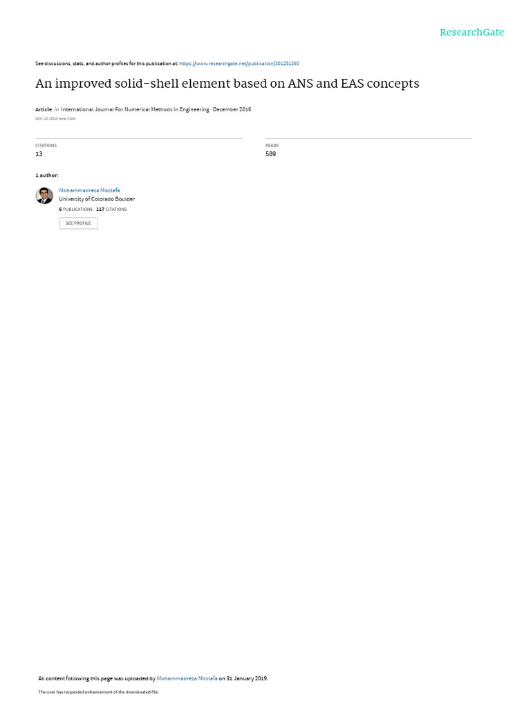 An Improved Solid-Shell Element Based On ANS and EAS Concepts | PDF ...
