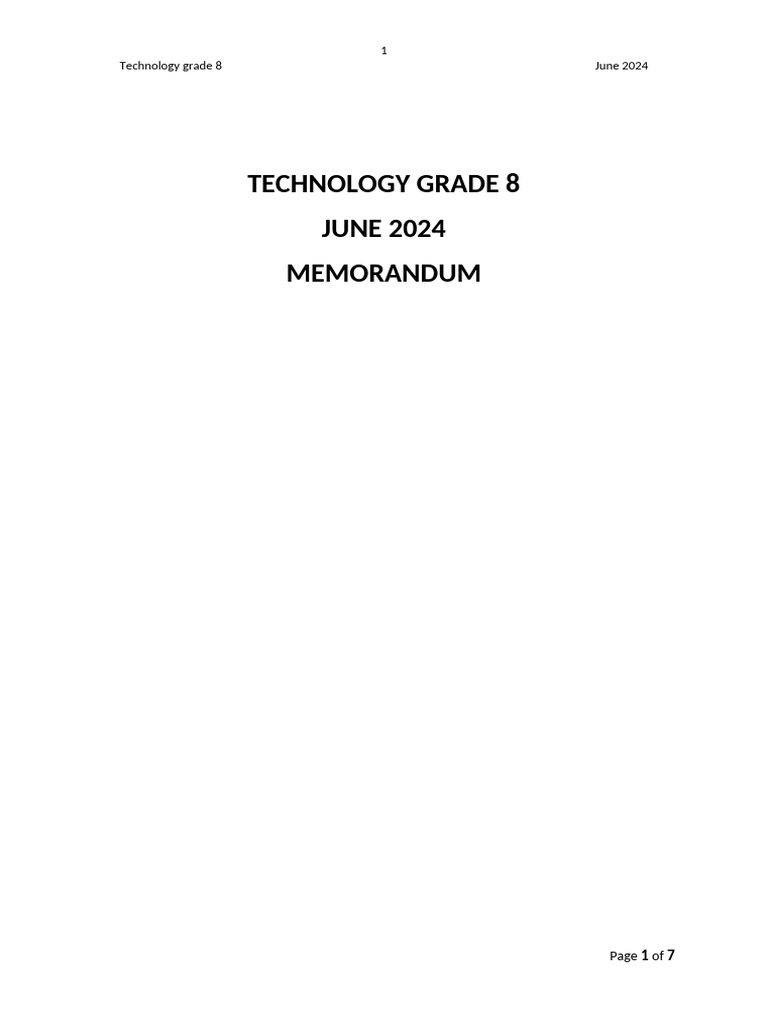 Grade 8 Technology Term 4 Memorandum | PDF | Reuse | Waste
