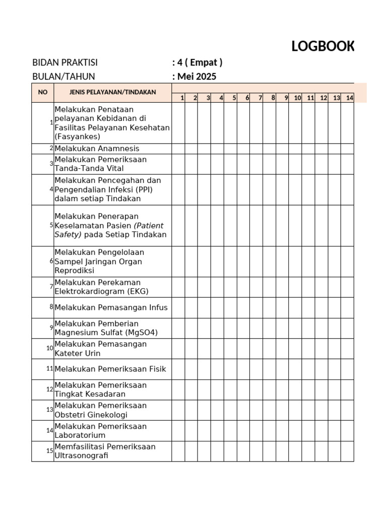 Logbook Pelayanan Kebidanan Mei 2025 | PDF