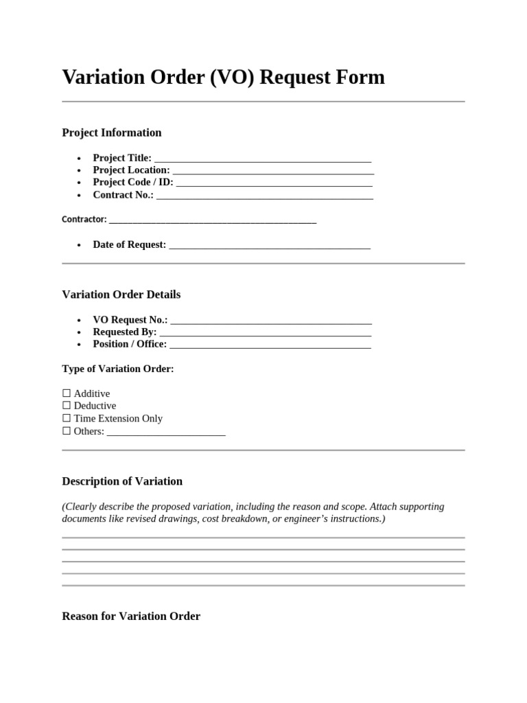 Variation Order | PDF