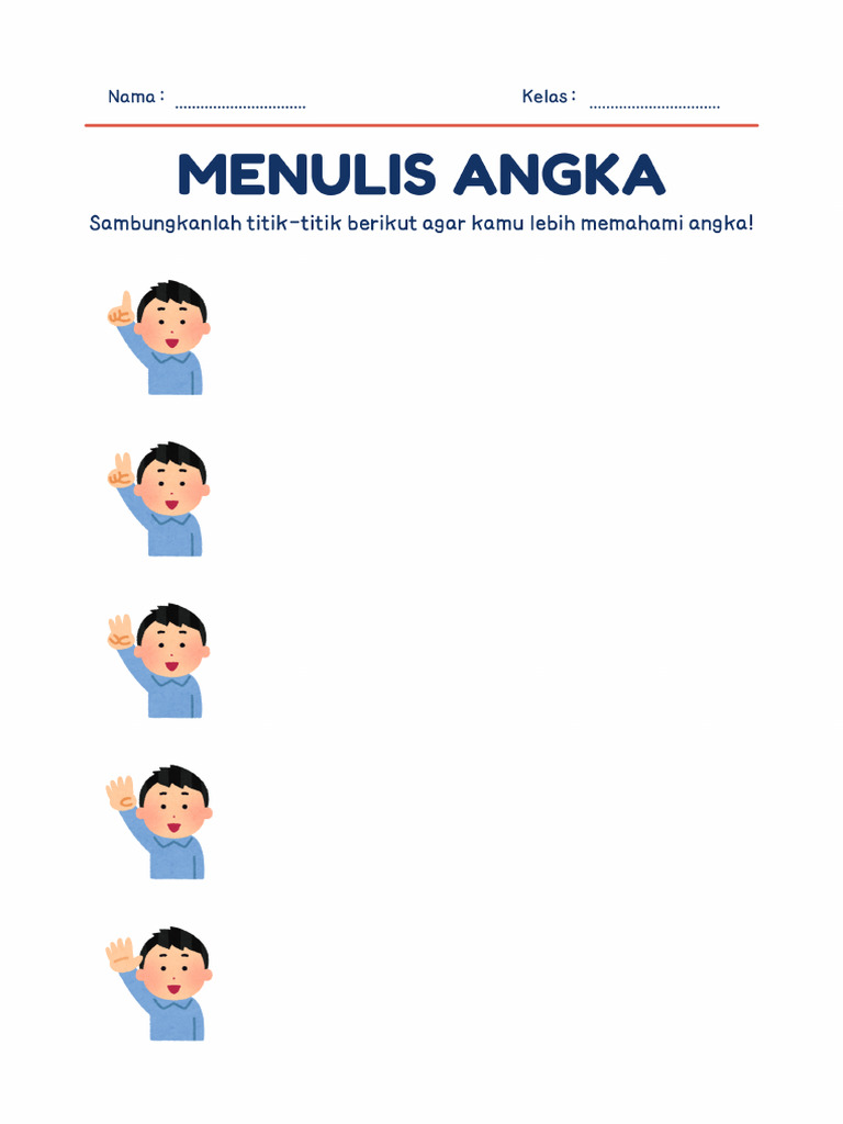 Menulis Angka Matematika Lembar Kerja Tulisan Tangan TK SD Kelas 1 Biru ...