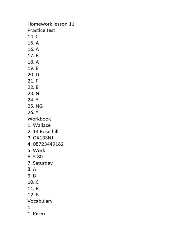Homework Lesson 11 | PDF