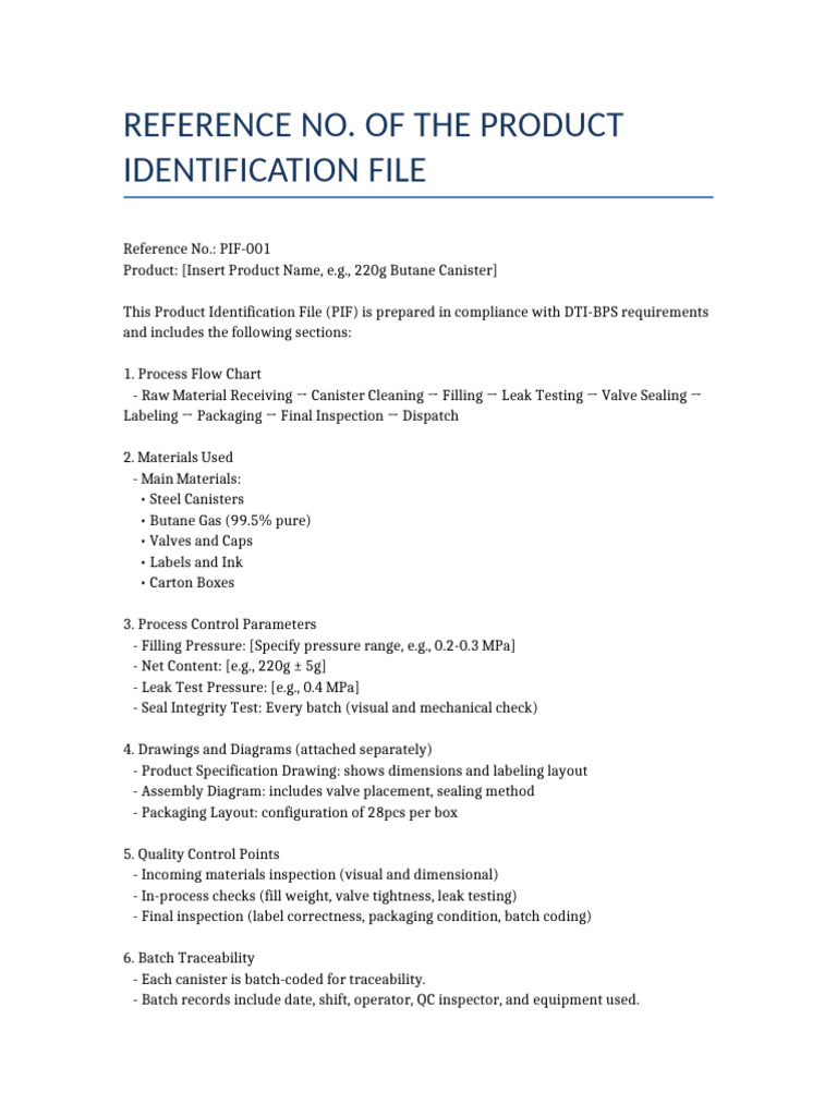 Product Identification File Reference DTI PS | PDF