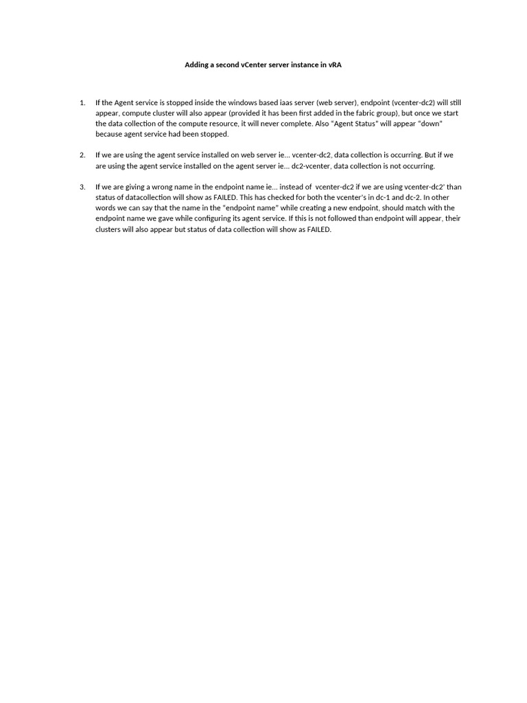 Adding A Second Vcenter Server Instance in vRA | PDF