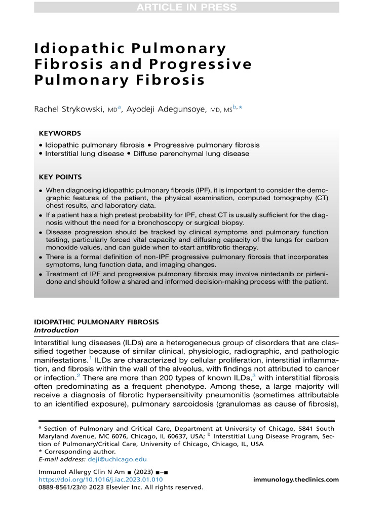 Understanding Idiopathic Pulmonary Fibrosis | PDF | Medical Specialties ...