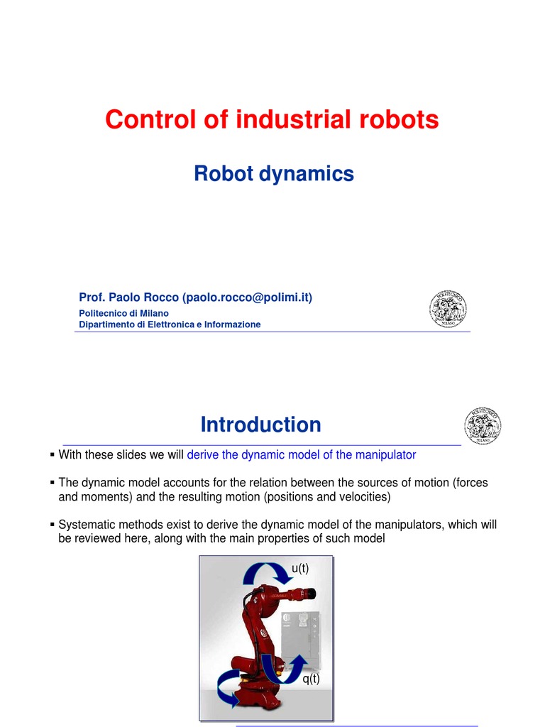 Robot Dynamics | PDF | Lagrangian Mechanics | Acceleration