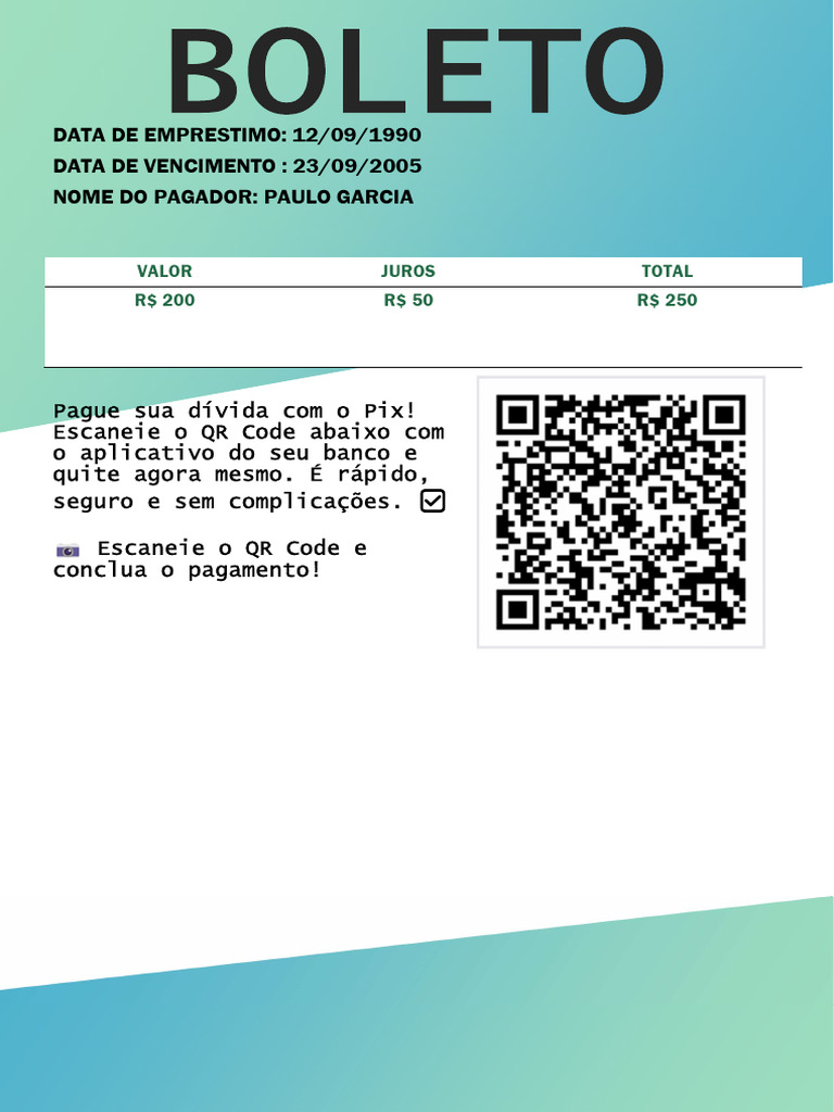 Quitação de Dívida com Pix - R$ 250 | PDF