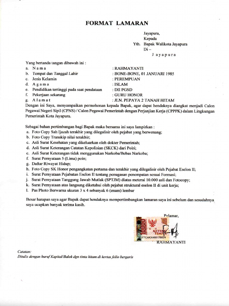 Format Lamaran | PDF