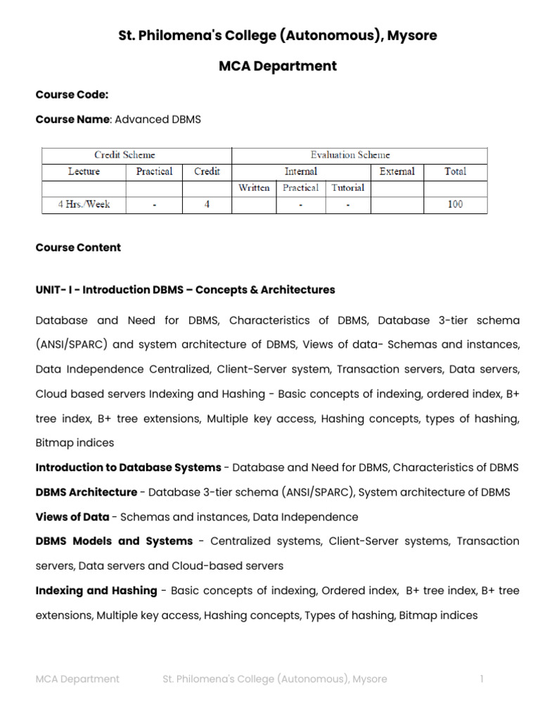 UNIT - 1 - Introduction DBMS - Concepts & Architectures | PDF | Databases | Database Transaction