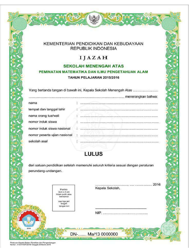 Ijasah Blangko | PDF