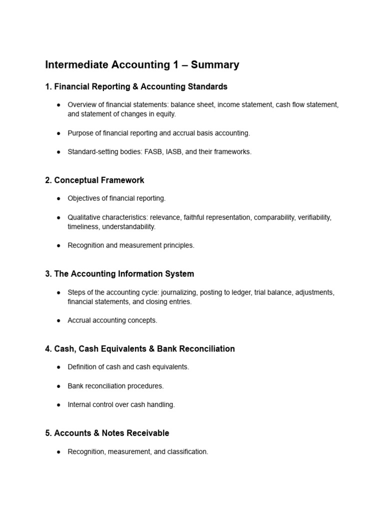 Intermediate Accounting 1 Summary Guide | PDF