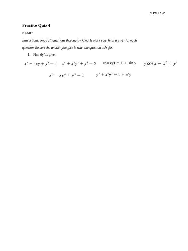 Practice Quiz 4 | PDF