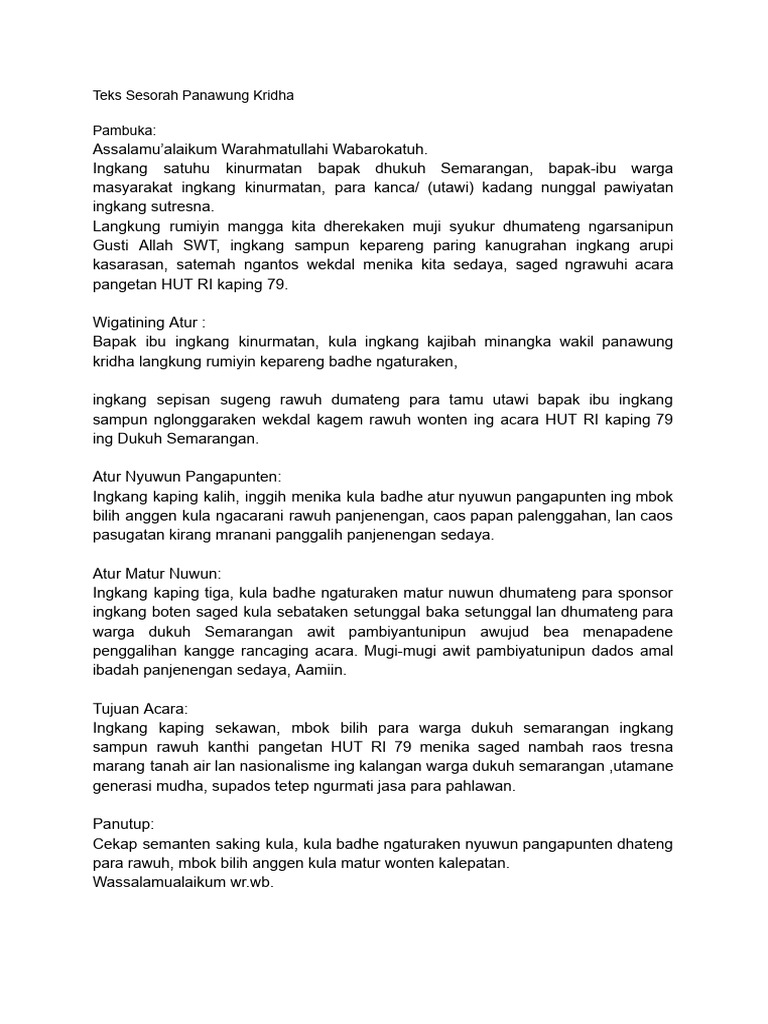 Sesorah HUT RI Kaping 79 | PDF