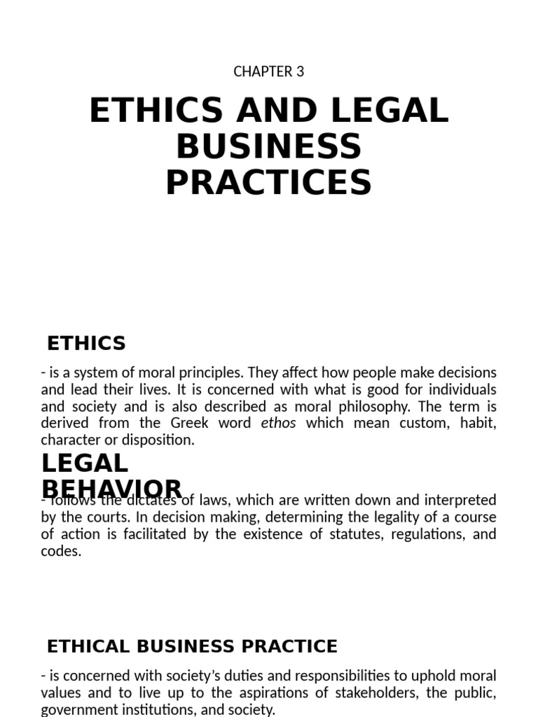 Chapter 3 - Ethics and Legal Business Practices | PDF